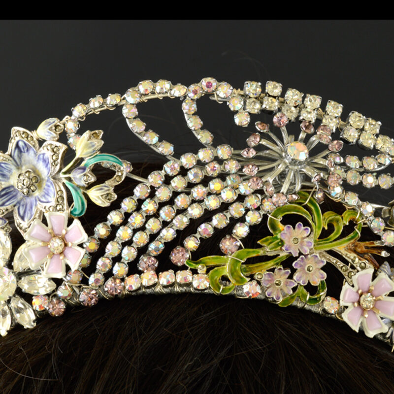 'Lila' crystal tiara in suffragette colours - Crystal Heirlooms
